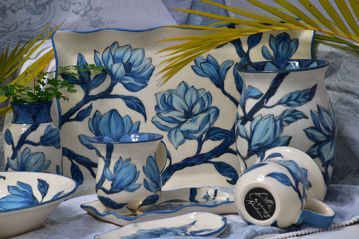 Royal Blue Magnolia, exclusive ceramics, unique pieces – Lillie Ceramics