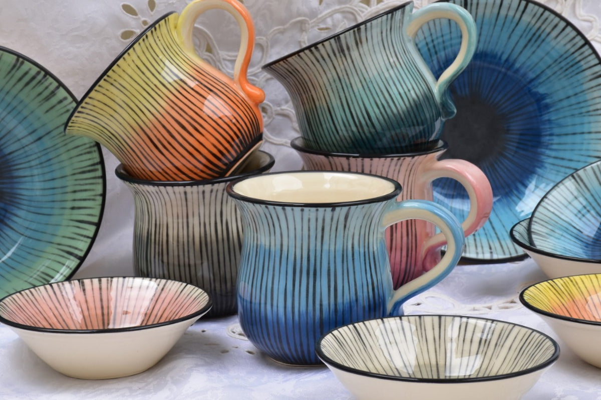 Striped Ceramics in modern colours, perfect for stylish homedecor ...